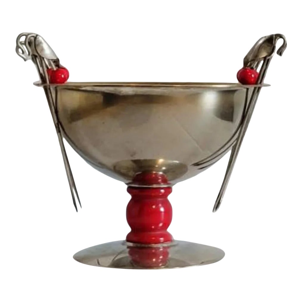 Napier American Art Deco Cocktail Sticks & Olive Bowl | Chairish