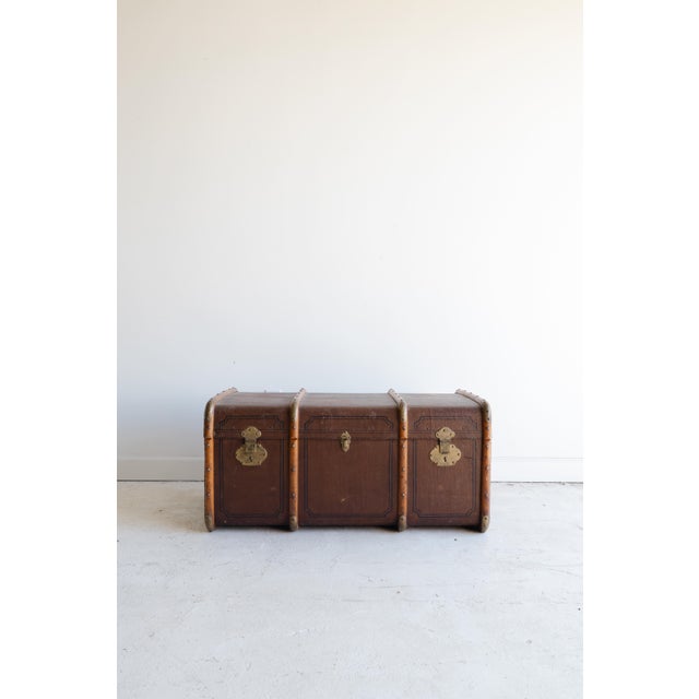 19th C French Trunk With Wood Details | Chairish