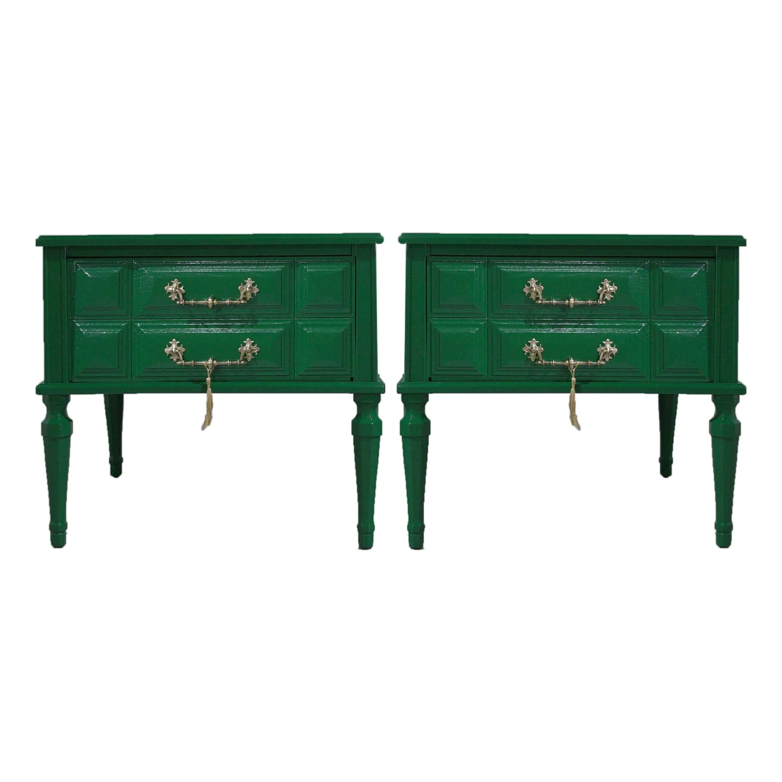 Mid 20th Century Transitional Nightstands in Green - Newly Painted ...
