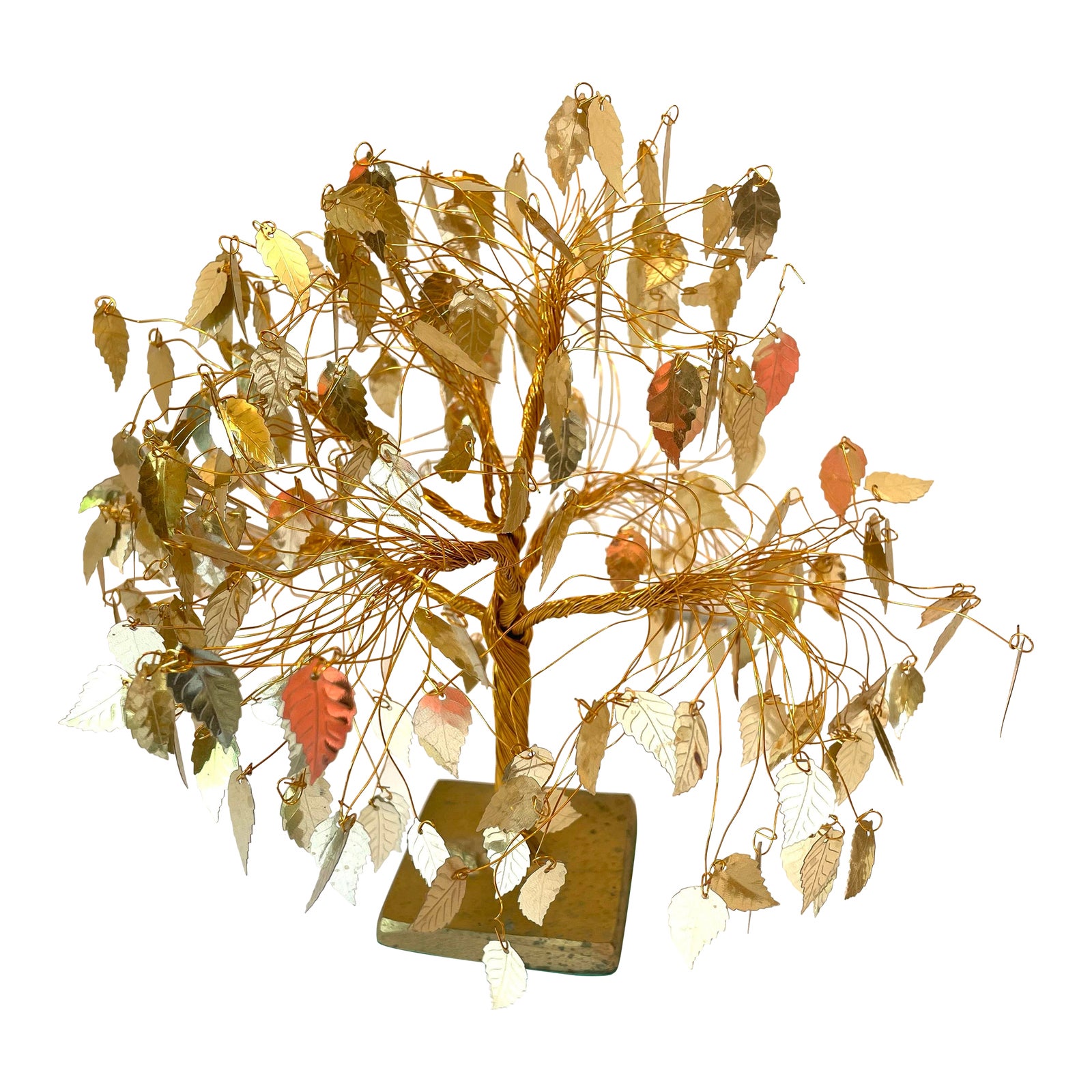 Vintage Brutalist Gold Leaf Tree | Chairish