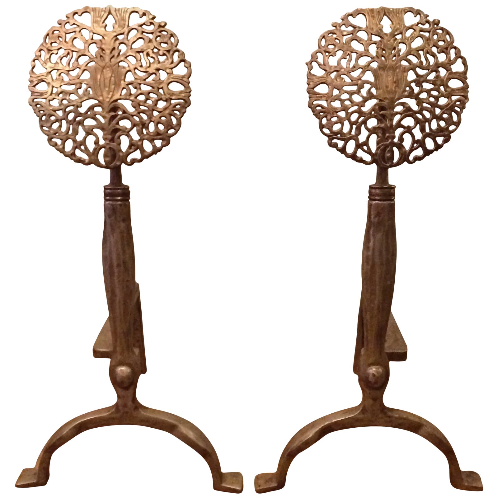 Ernest Gimson Style Arts & Crafts Andirons - a Pair | Chairish