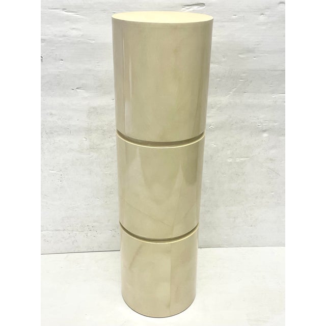 1980s Post Modern Faux Goat Skin Laminate Pedestal/ Plinth | Chairish