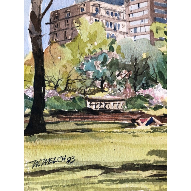 Original Vintage William Welch (Listed) Central Park Ny Watercolor ...