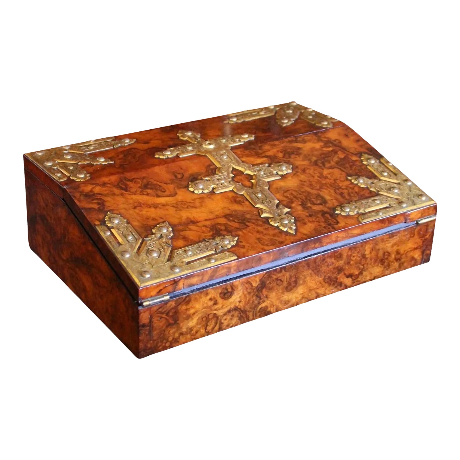 Brass Mounted Burl Wood Sloped Writing Box, 19th Century, George ...