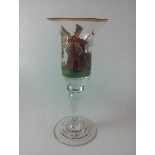 Dutch Enameled Cordial Goblets Windmills Set of 9 | Chairish
