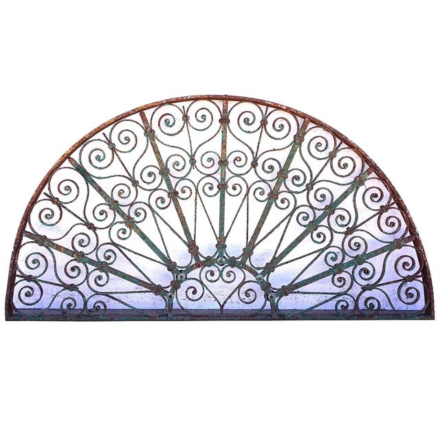 French Colonial Wrought Iron Arched Transom Grille | Chairish