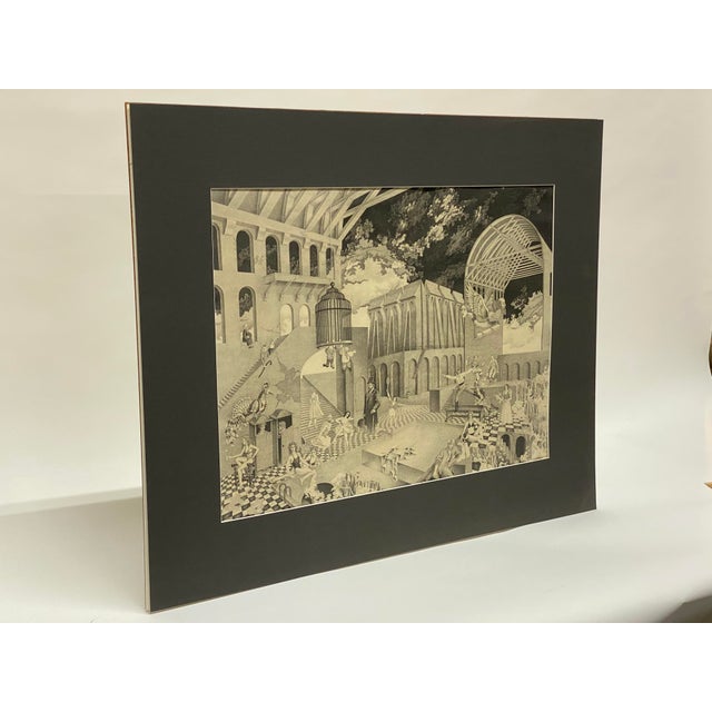 Surrealist Drawing Homage to MC Escher by Peter Vintila | Chairish