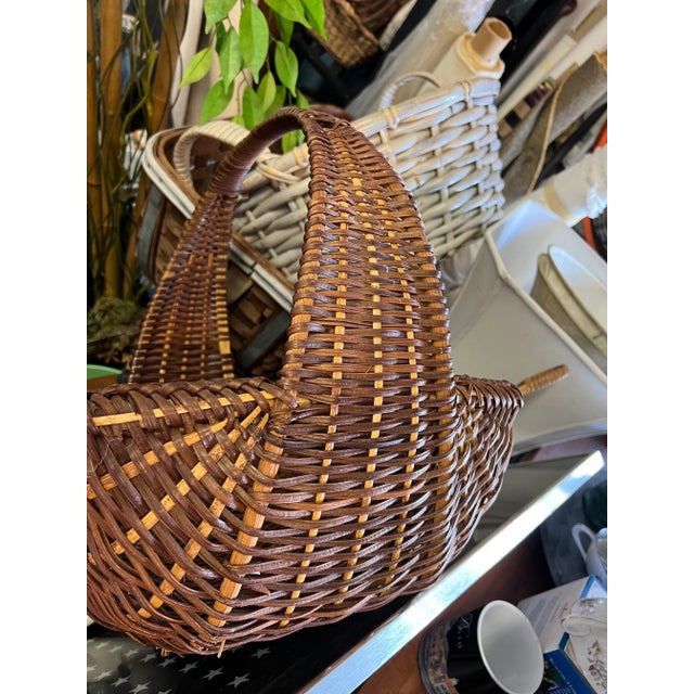 Large Brown Wicker Basket With Handle | Chairish