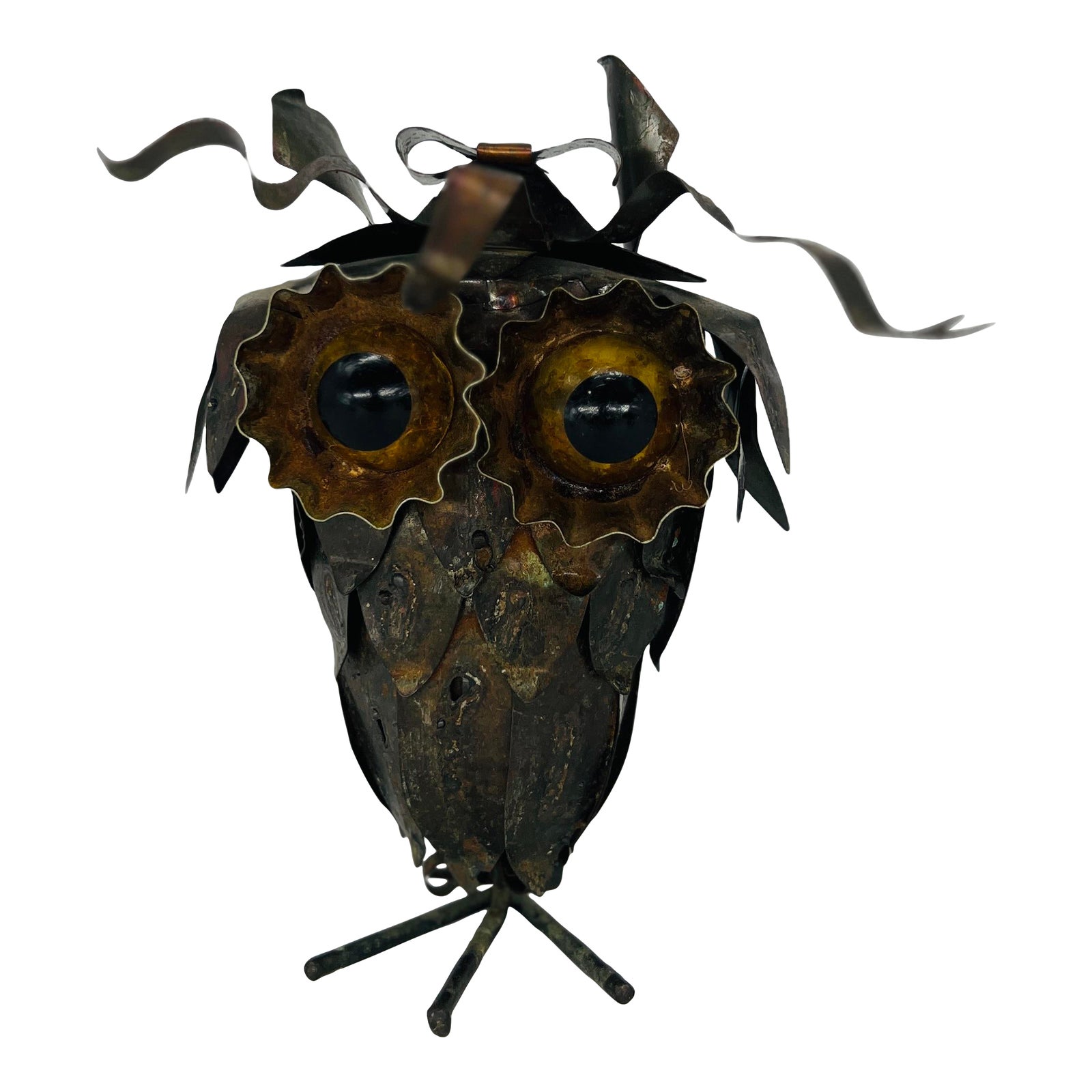 Vintage Curtis Jere Style Mid Century Brutalist Owl Sculpture | Chairish