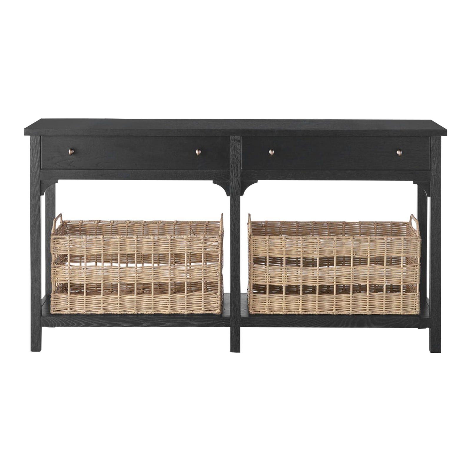 Contemporary Kinsley Wood Console Table, Charcoal | Chairish