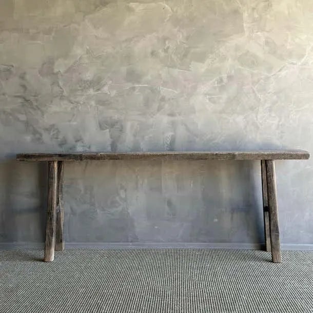 Vintage Elm Wood Console Table | Chairish