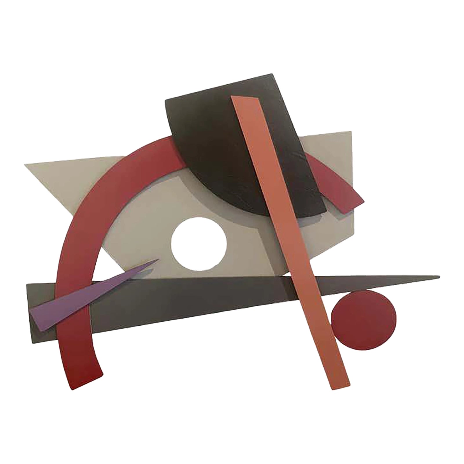 Pink and Grey Geometric Constructivist Wall Sculpture | Chairish