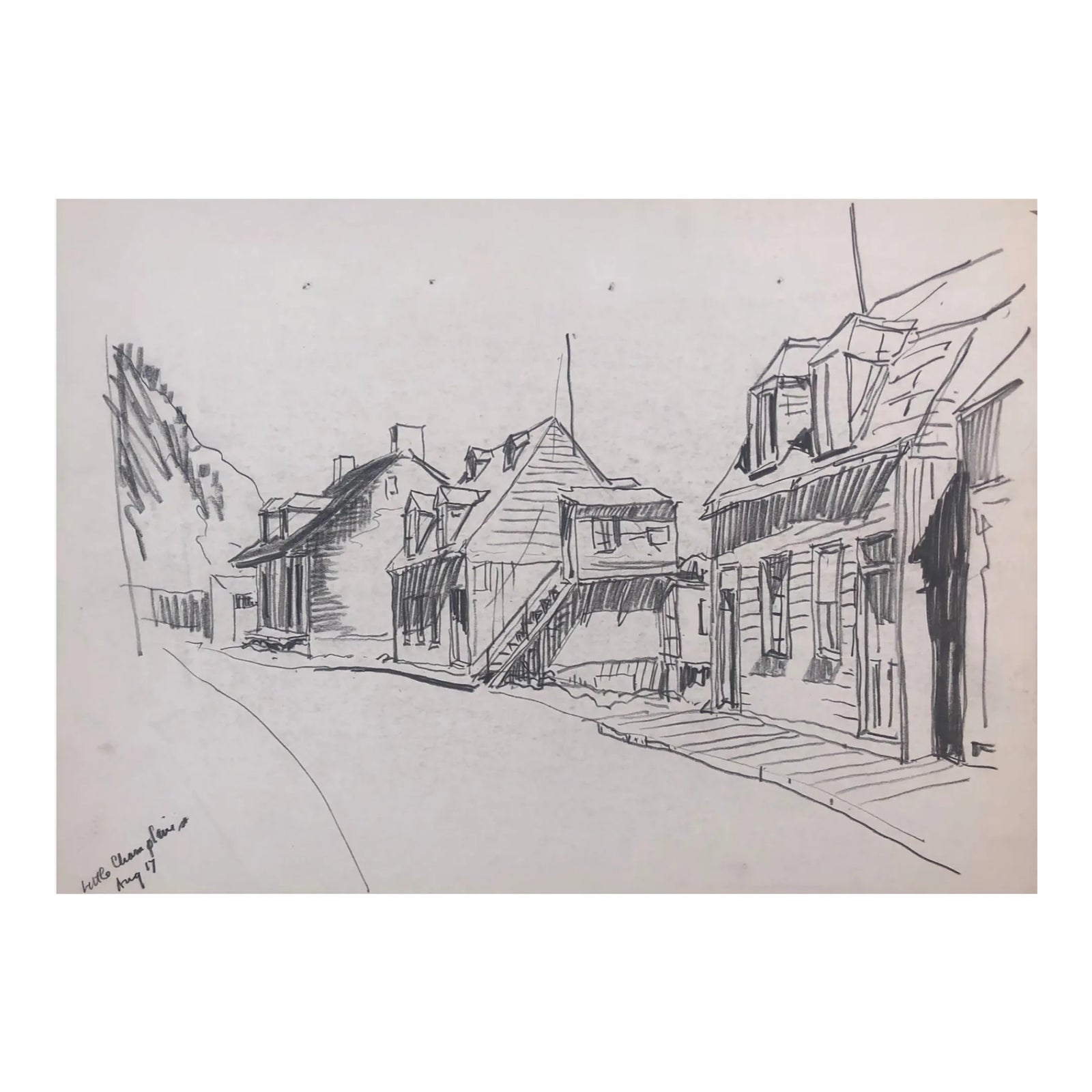 1930s Norman Kent Quebec Little Champlain Street Drawing | Chairish