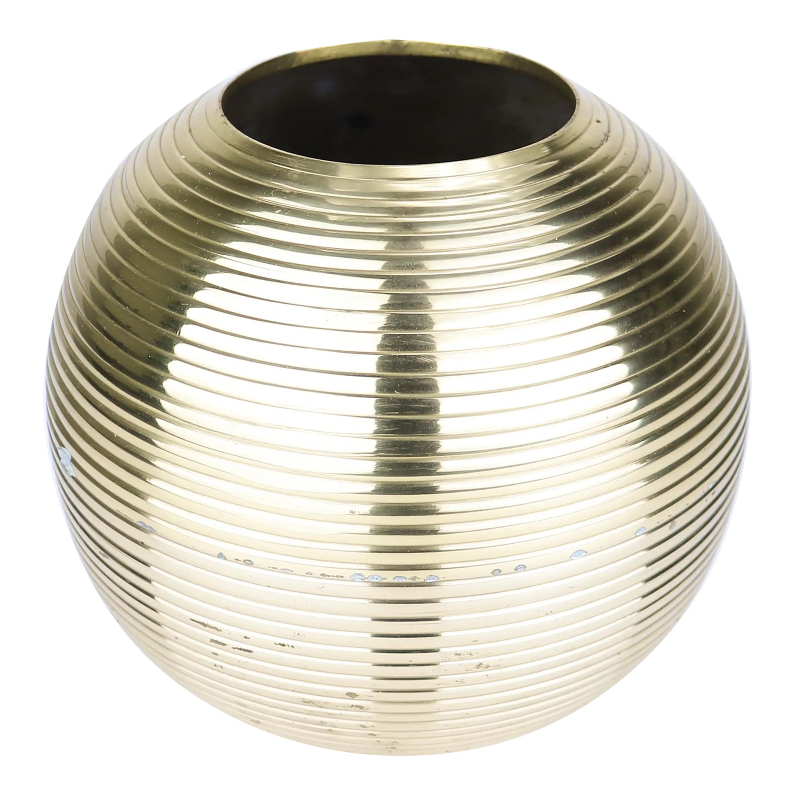 Vintage Solid Brass Beehive Spherical Plant Pot | Chairish