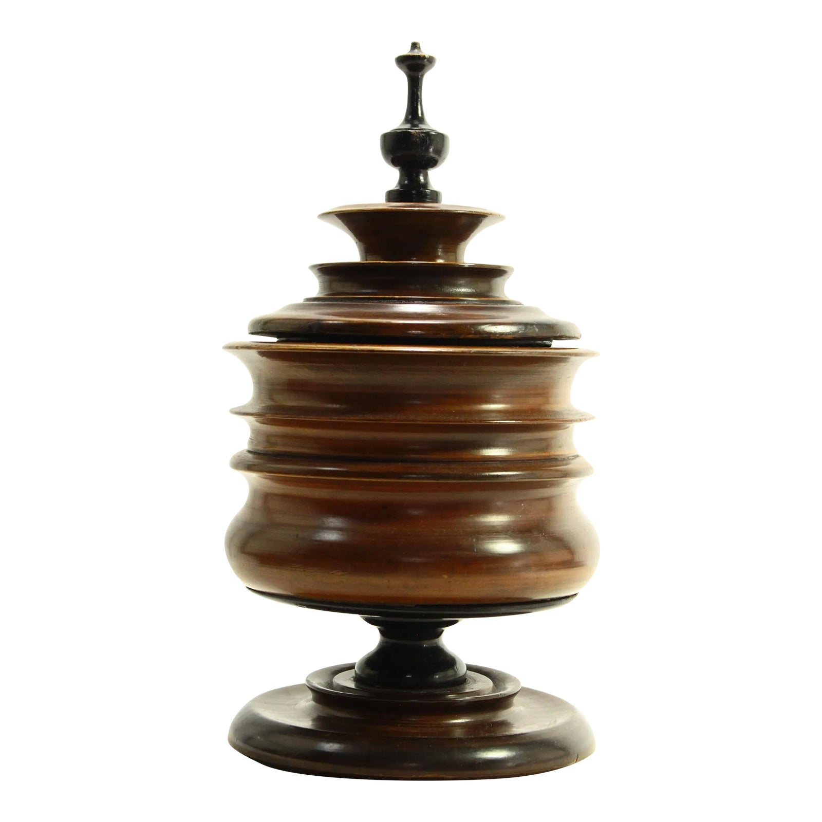 Circa 1800 Dutch Treenware Tobacco Jar, Turned Mahogany Raised Body ...