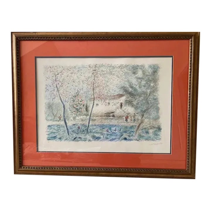 Pastel Colored Italian Lithograph | Chairish