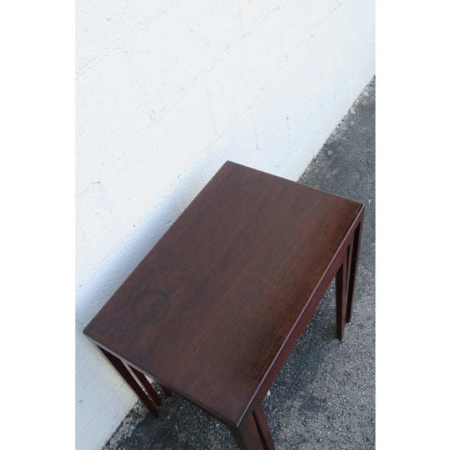 Mid Century Danish Modern Teak Wood Set of Three Nesting Tables | Chairish