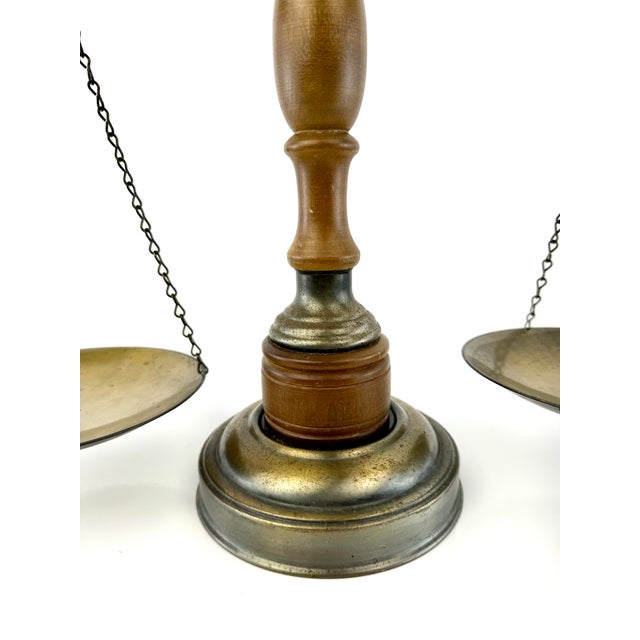 Antique Wood and Brass Tabletop Scales | Chairish