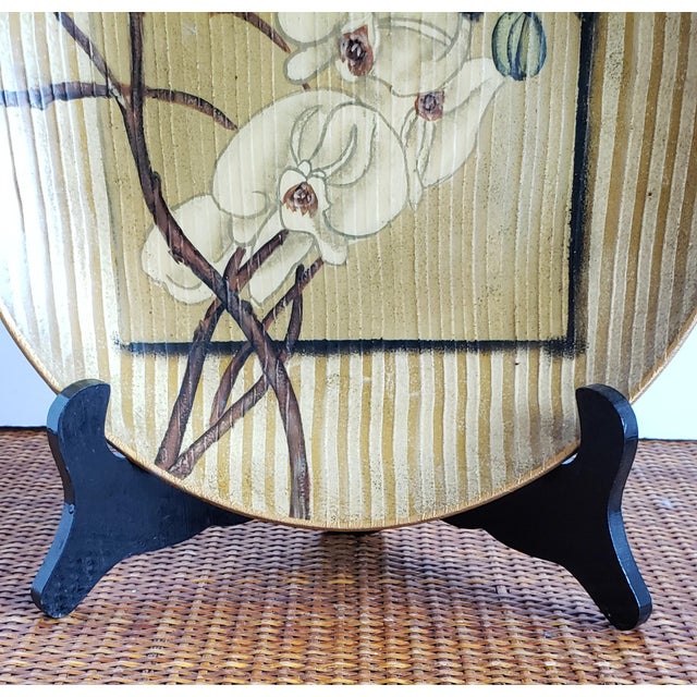 Decorative Porcelain Orchid Plate With Stand | Chairish