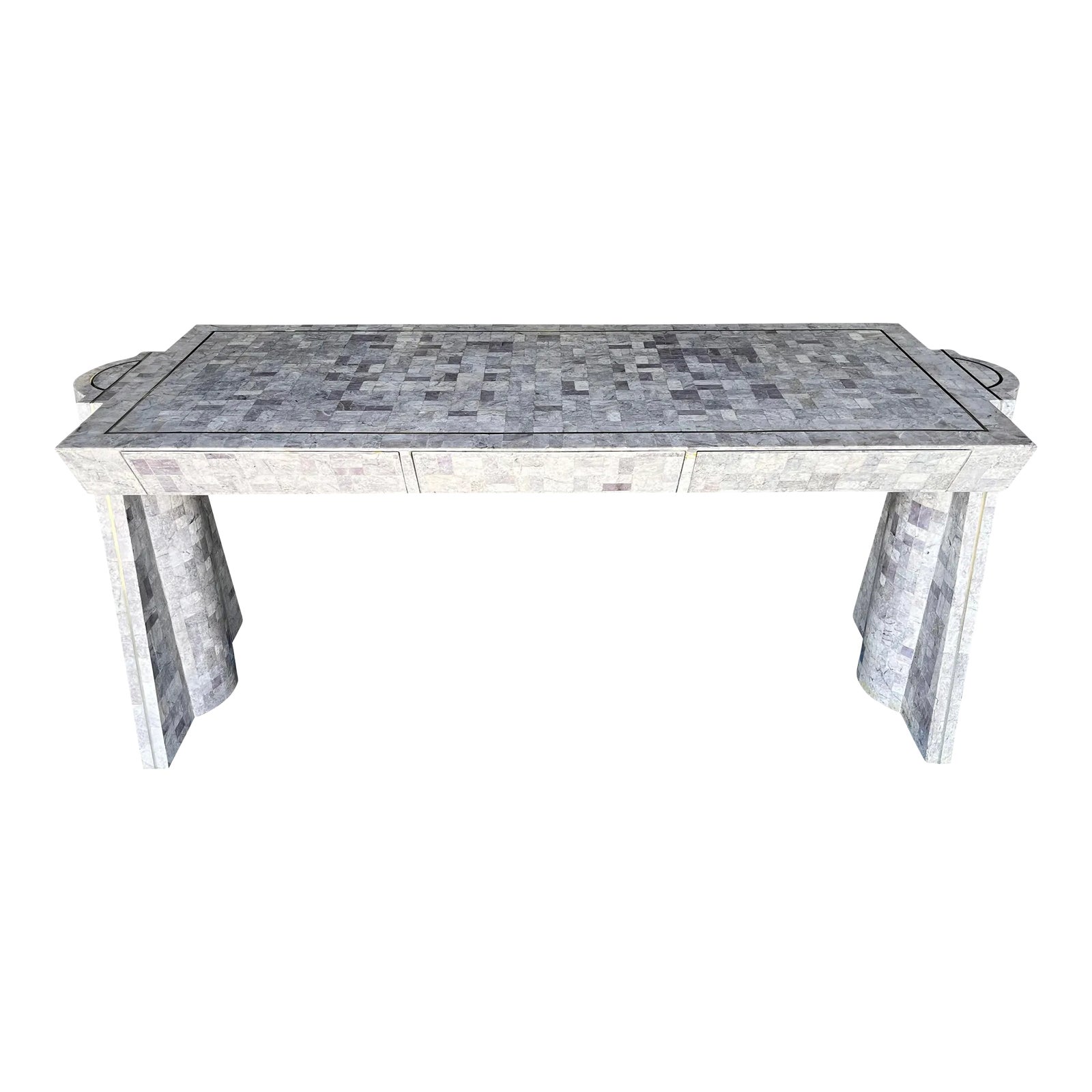 Vintage Sculptural Tessellated Marble Desk | Chairish