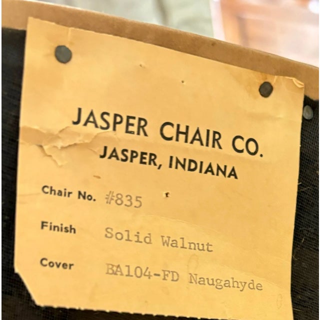 Vintage Jasper Chair Co Art Deco Style Leather and Walnut Nailhead ...
