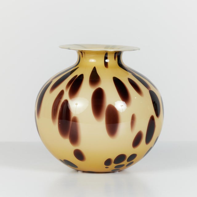 Italian Murano Style Tortoise Shell Glass Vase | Chairish