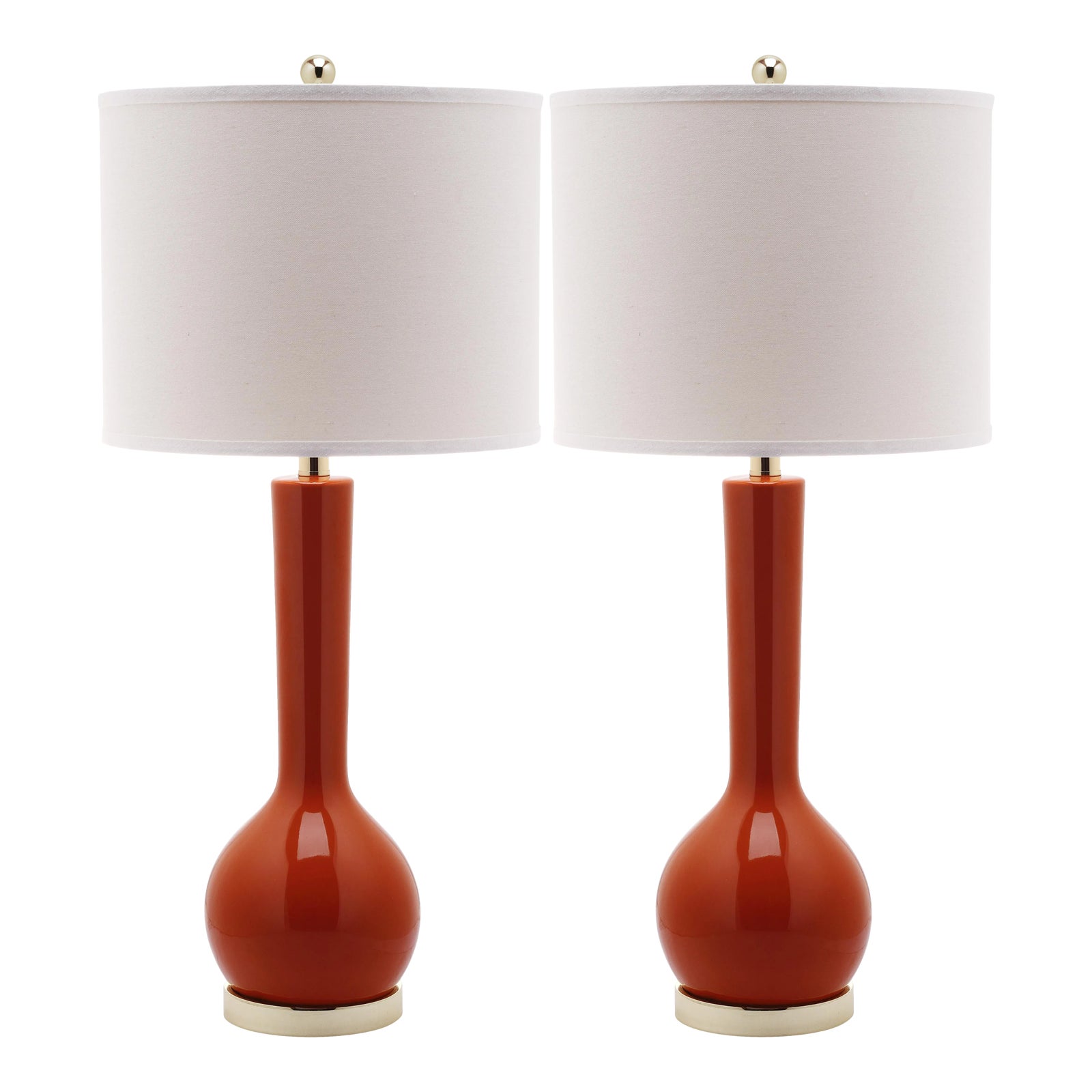 30.5 Inch H Long Neck Ceramic Table Lamp in Blood Orange - a Pair ...