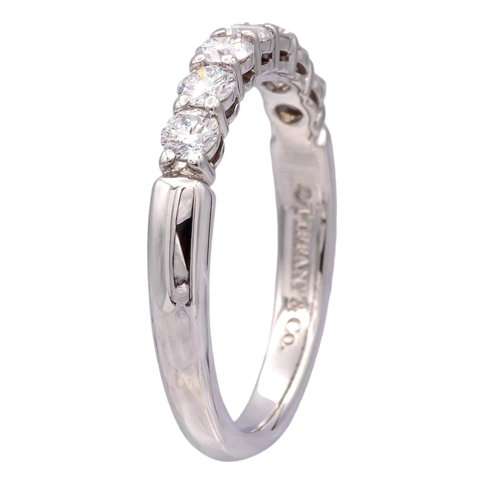 Tiffany & Co. Plat 7 Stone Forever Half Circle Diamond Band Ring | Chairish