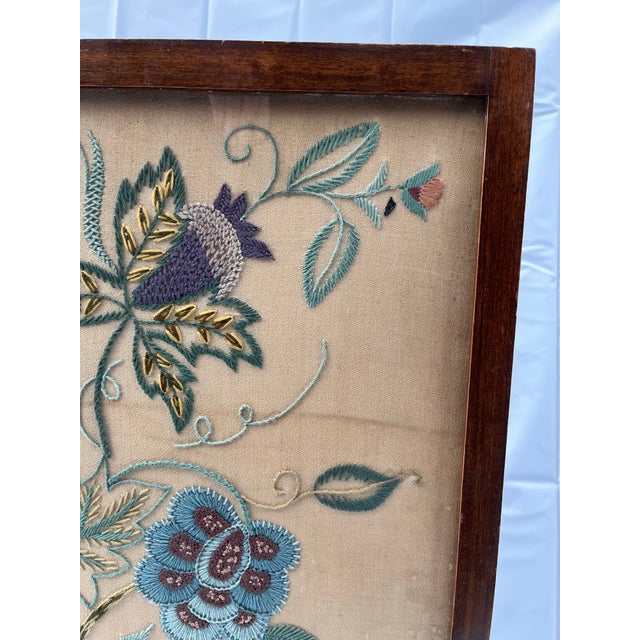 Antique Crewel Work Wood Framed Fire Screen | Chairish