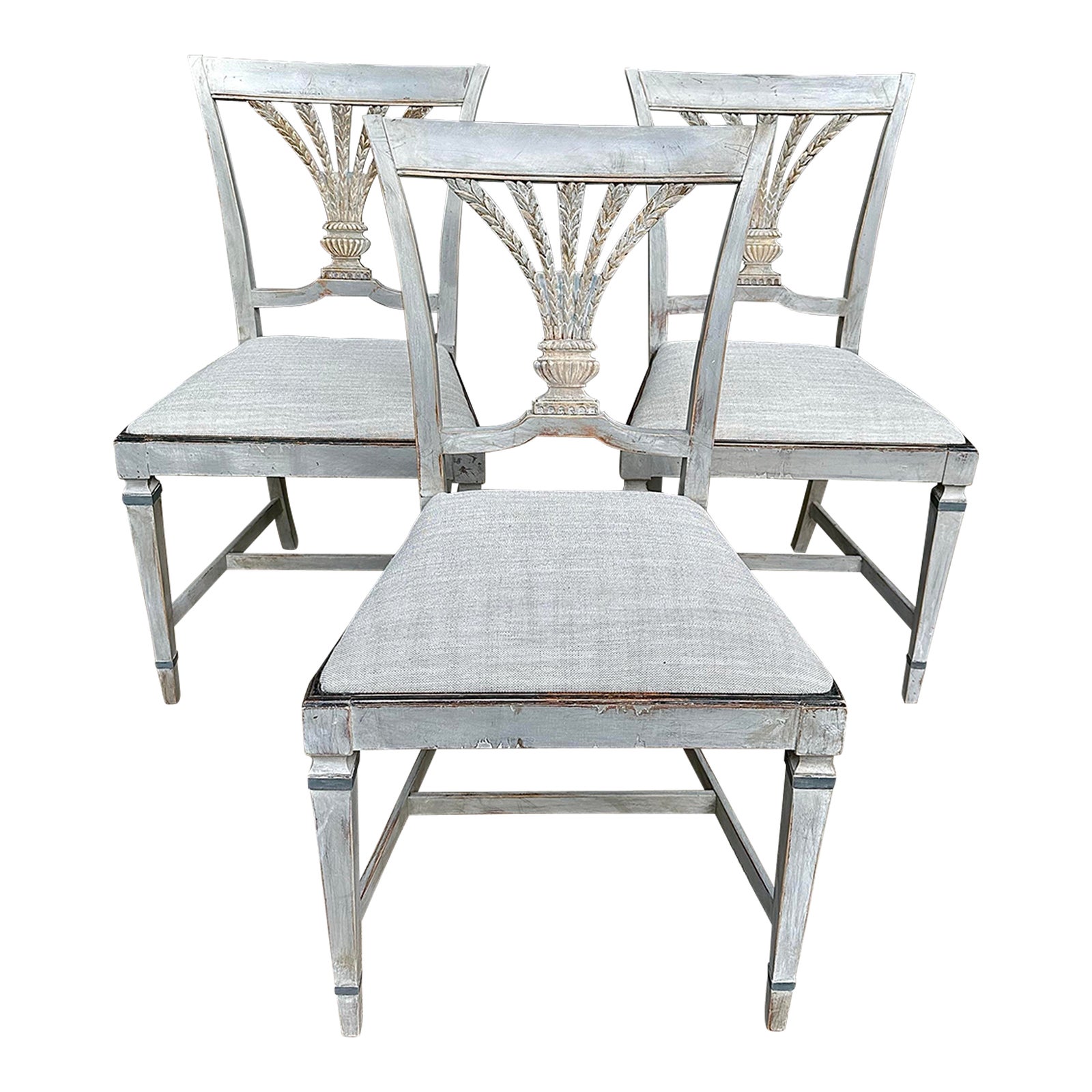 Gustavian Painted Urn Back Dining Chairs, Set of 3 | Chairish