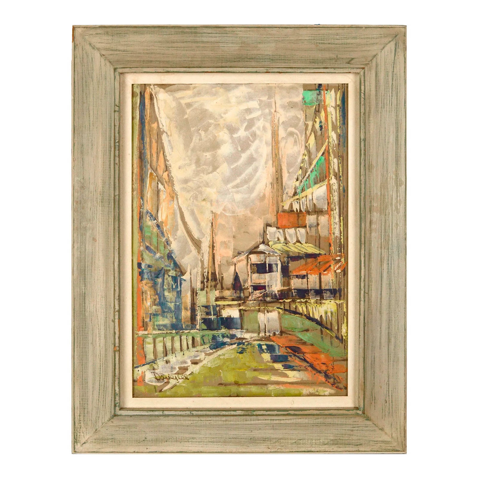 Abstract Village Scene Original Oil Painting by Leonard (Parker Lee ...