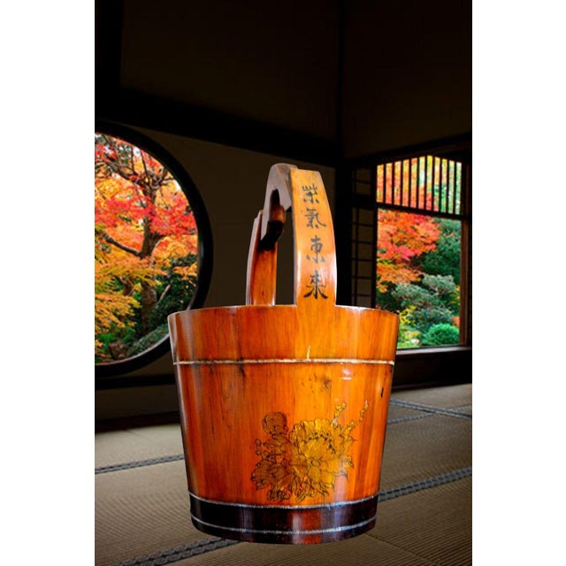 Japanese Uchimizu Water Barrel Wooden Bucket | Chairish