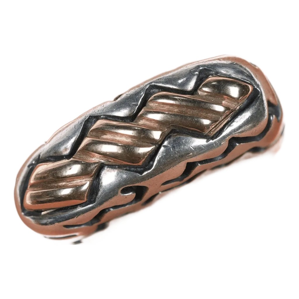 Sz7.25 Dian Malouf 14k Gold Accented Sterling Freeform Modernist Heavy ...
