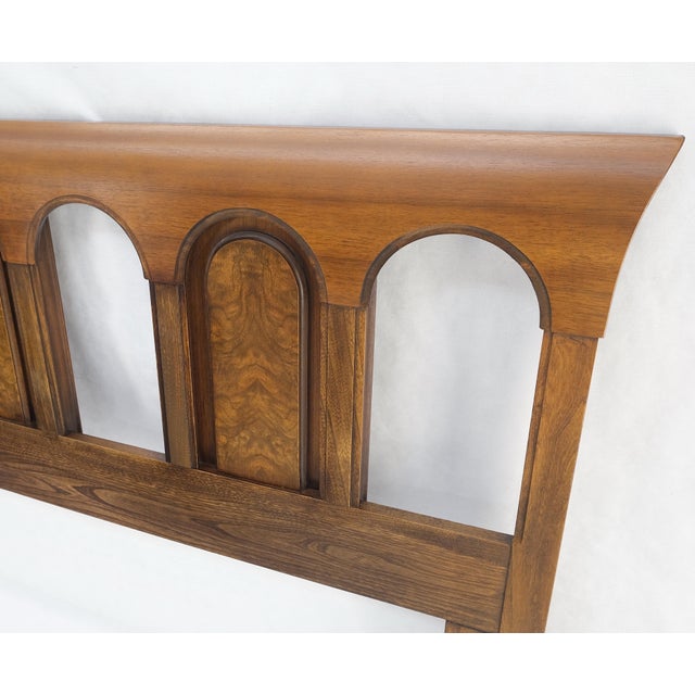 Burl & Walnut Mid Century Modern Queen Head Board Bed | Chairish