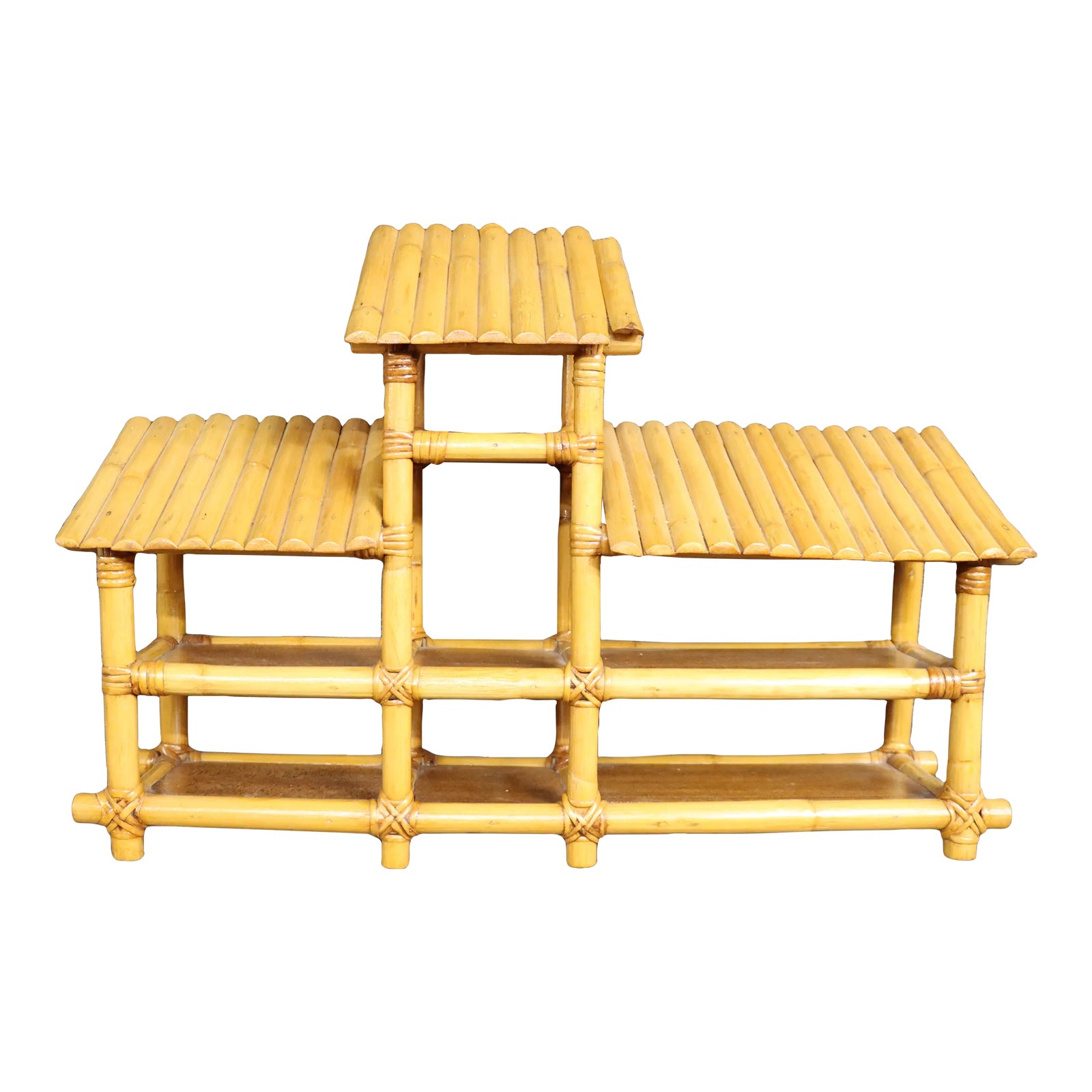Paul Frankel Style Bamboo Tiki Wall Shelf | Chairish