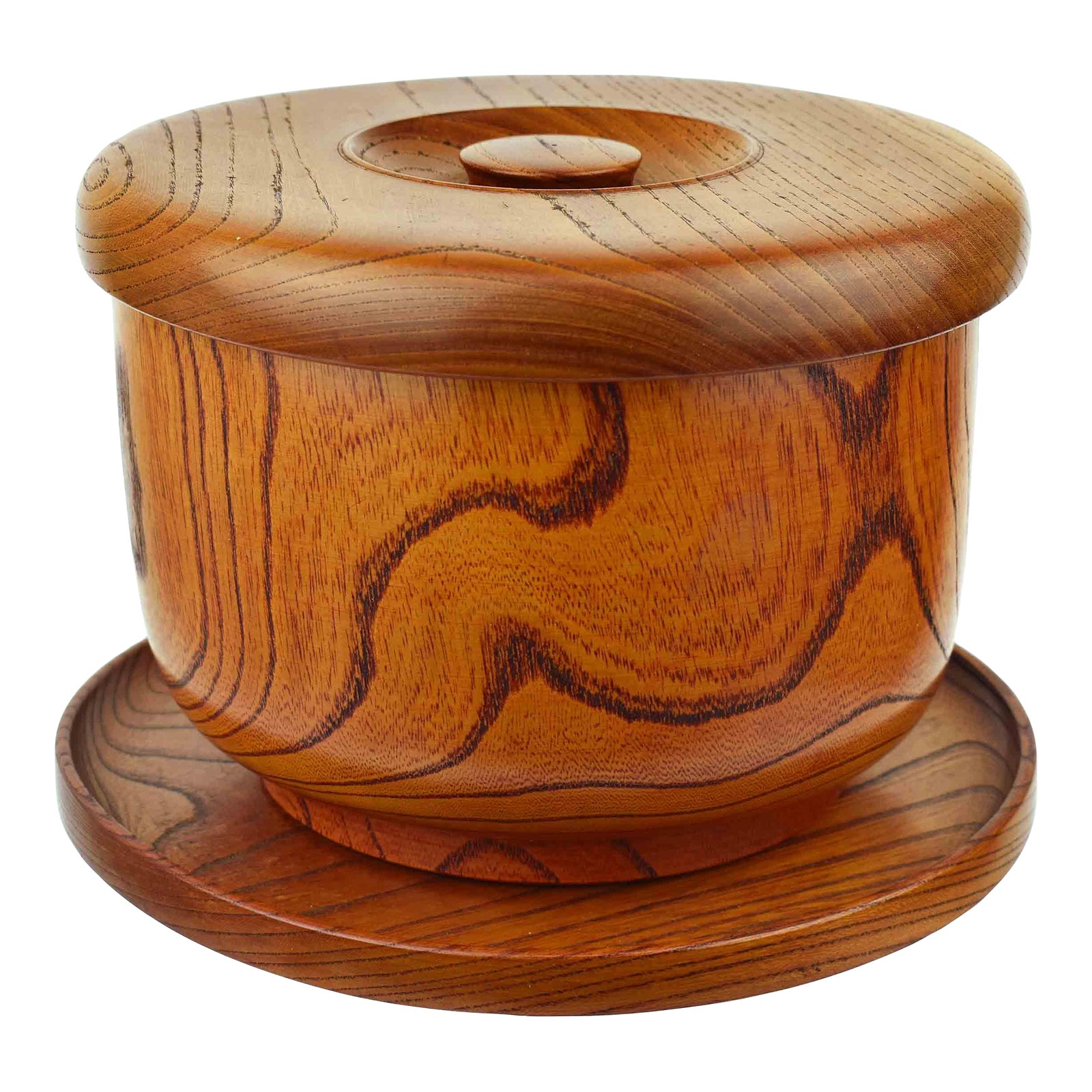 Mid 20th Century Handmade Japanese Zelkova Wood Large Rice Container ...