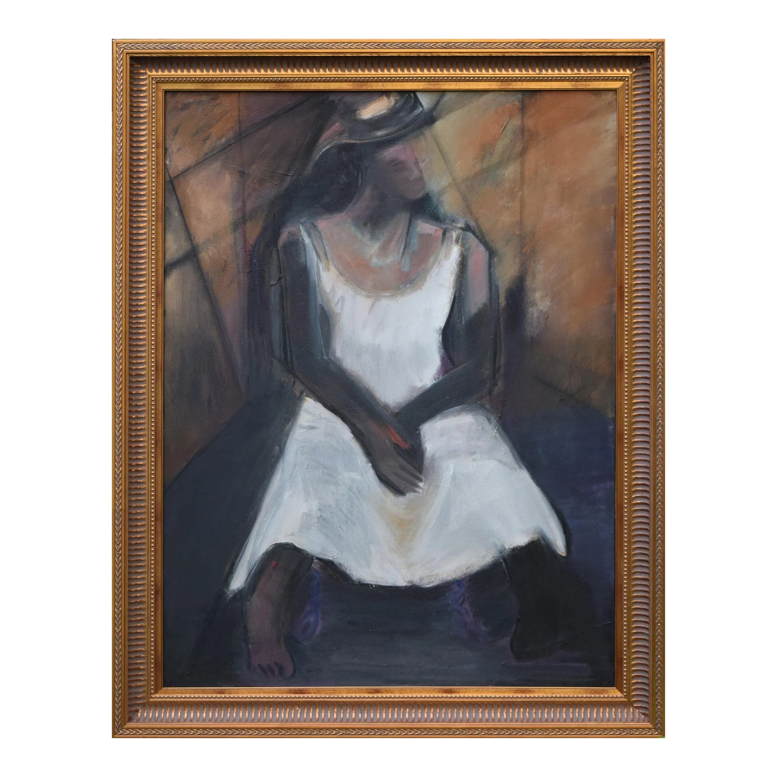 Lage Scale Vintage Cubist Modernist Oil Painting of a Woman | Chairish