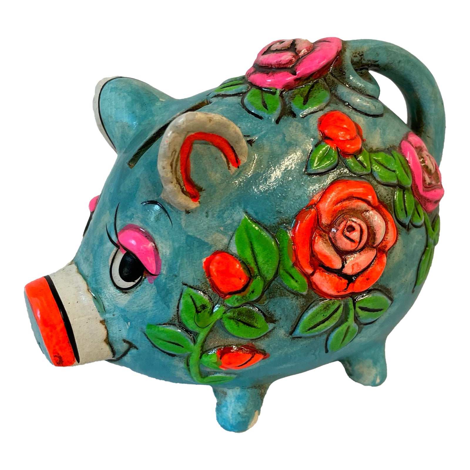 Vintage Paper Mache Piggy Bank | Chairish