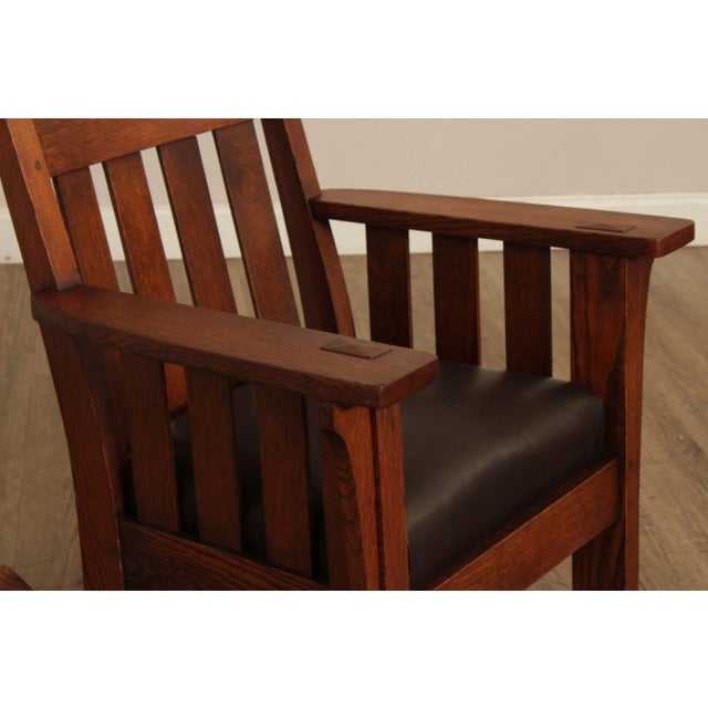 Antique Mission Oak & Leather Rockers Attributed to Harden - A Pair ...