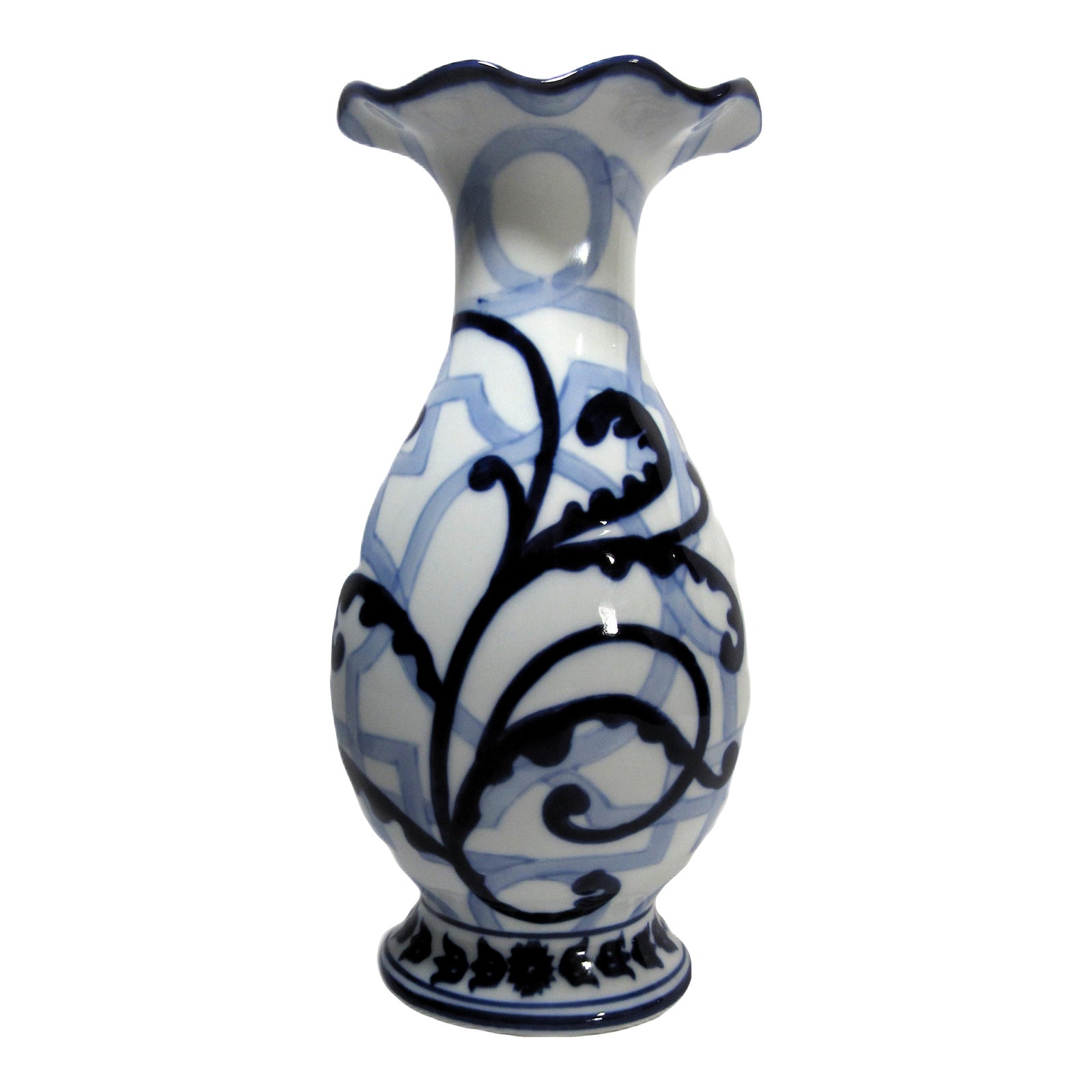 Vintage Bombay Co Blue White Ceramic Vase | Chairish