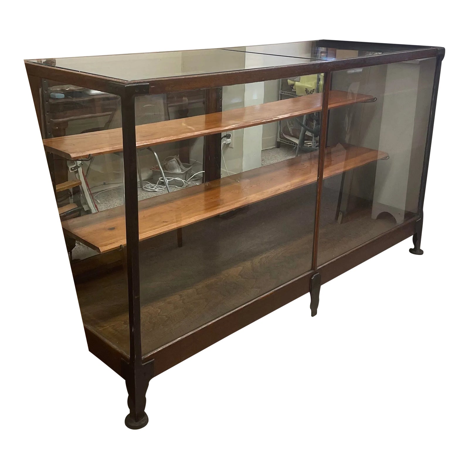 1970s Vintage Wood and Metal Display Case | Chairish