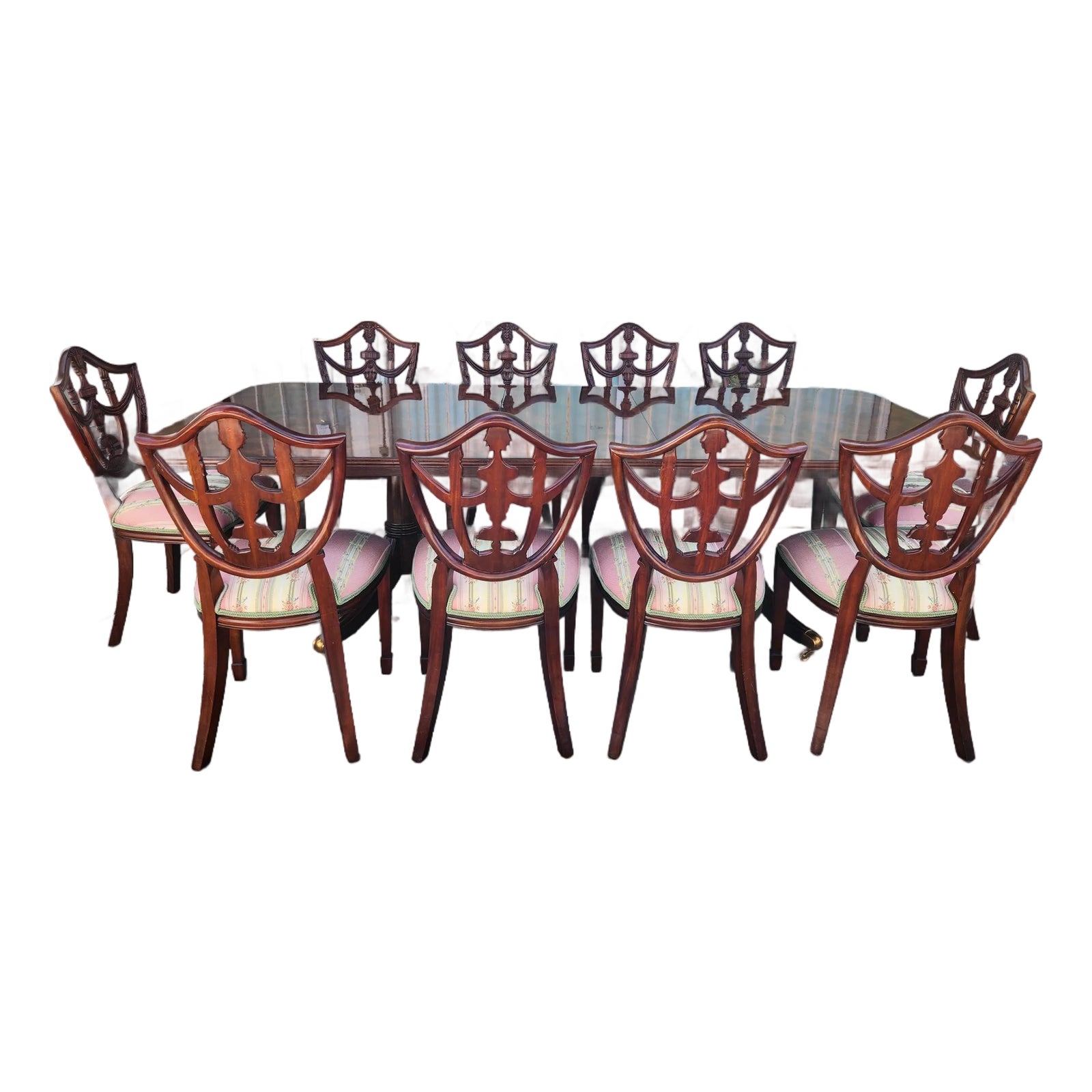 1950s Maitland Smith Dining Table With Chairs - Set of 12 | Chairish
