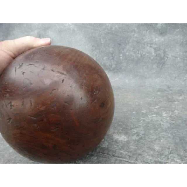 Late 19th Century Teak 2-Hole Bowling Ball | Chairish