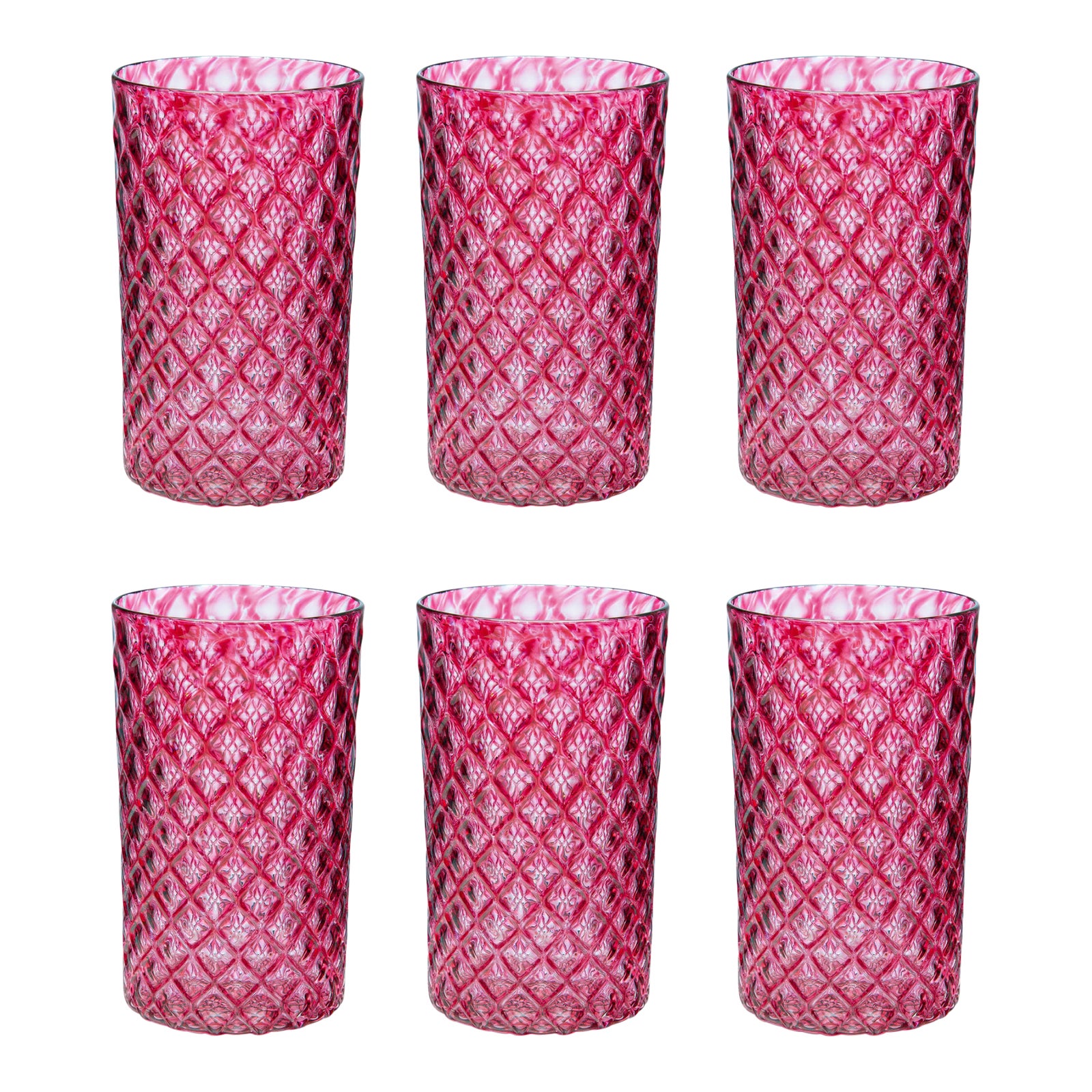 Raspberry Mandala Drinking Glass, Set of 6 | Chairish