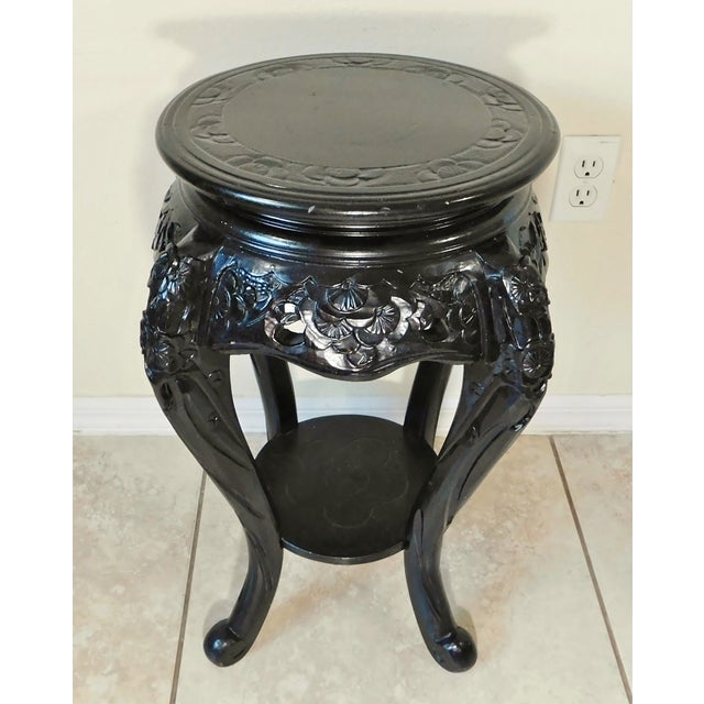 Vintage Mid Century Chinese Hardwood Carved Pedestal or Plant Stand ...