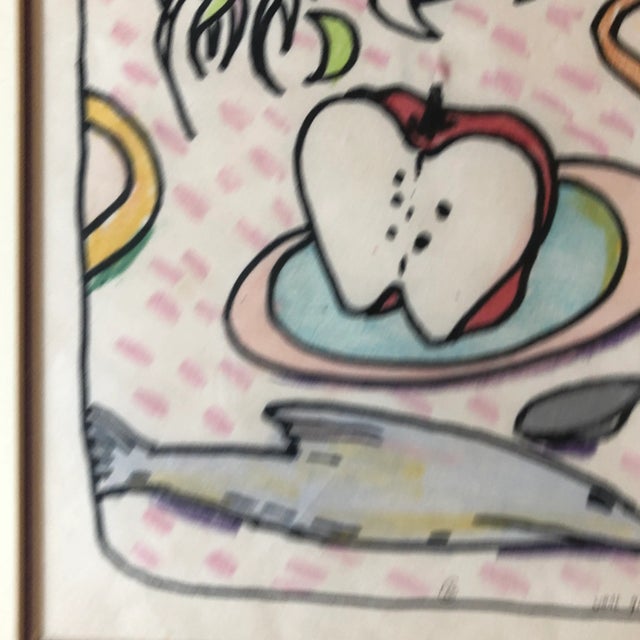 Original Jame Gilday Still Life With Fish & Fruit Colored Pencil ...