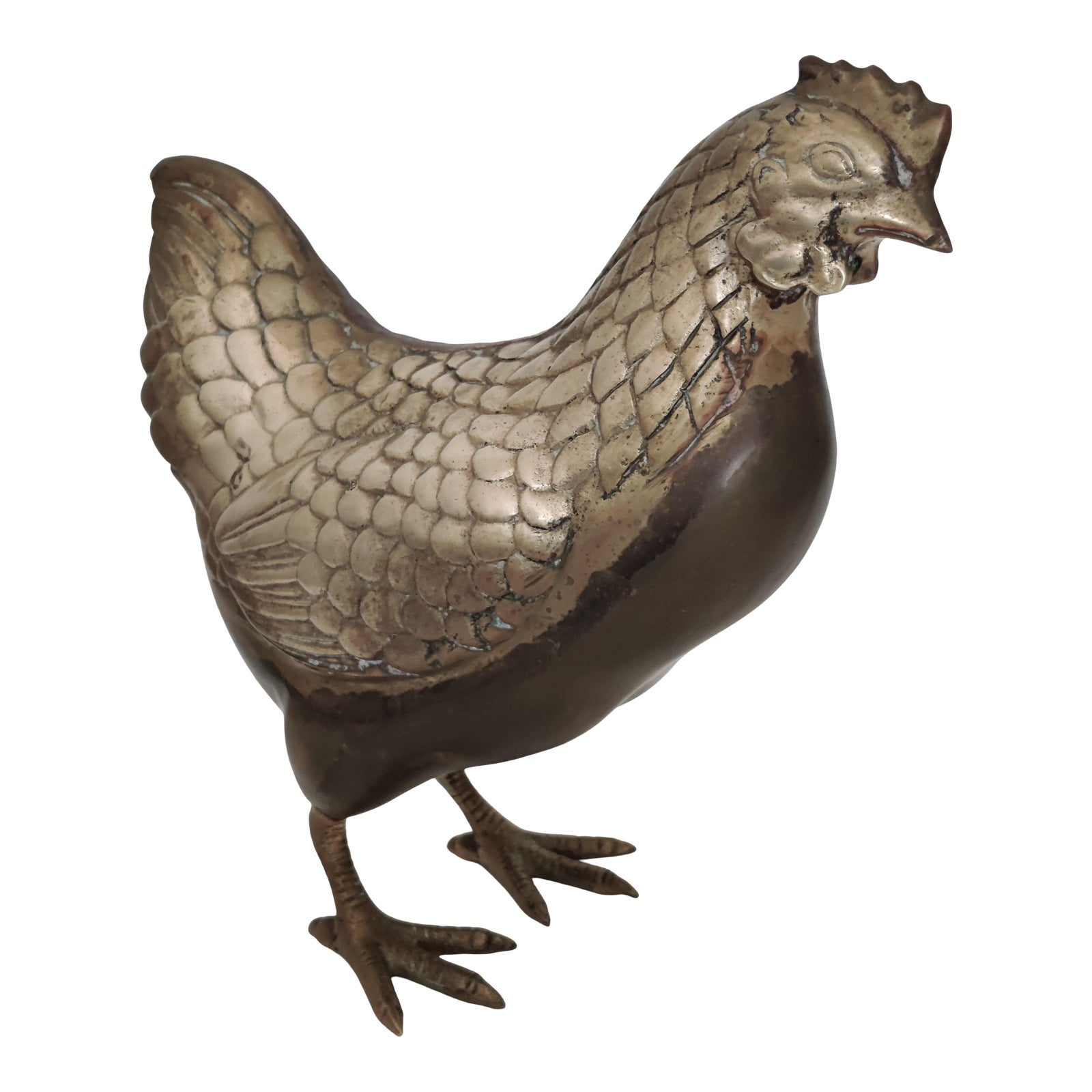 Vintage Solid Brass Hen Sculpture | Chairish