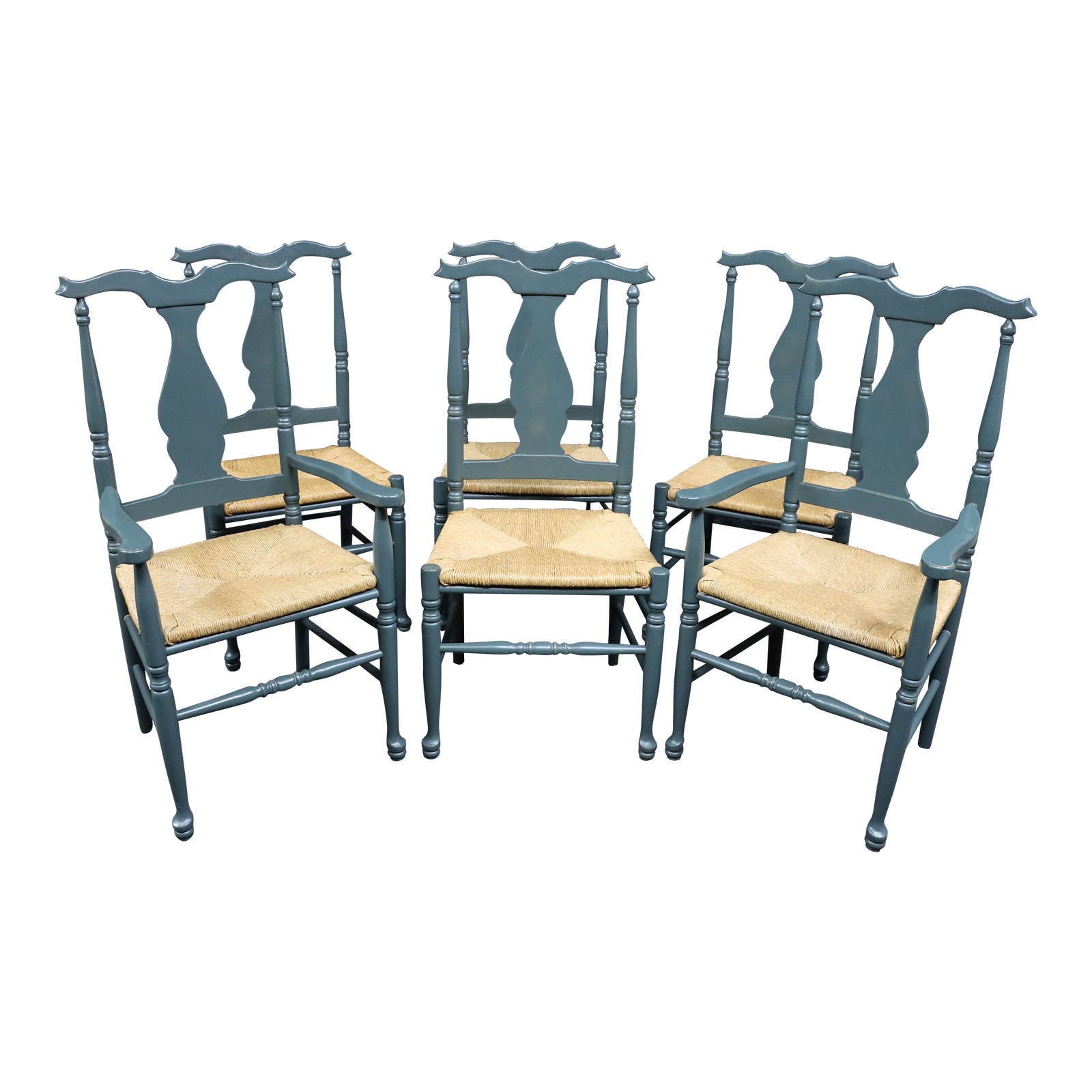 Country French Rush Seat Dining Chairs/6 | Chairish