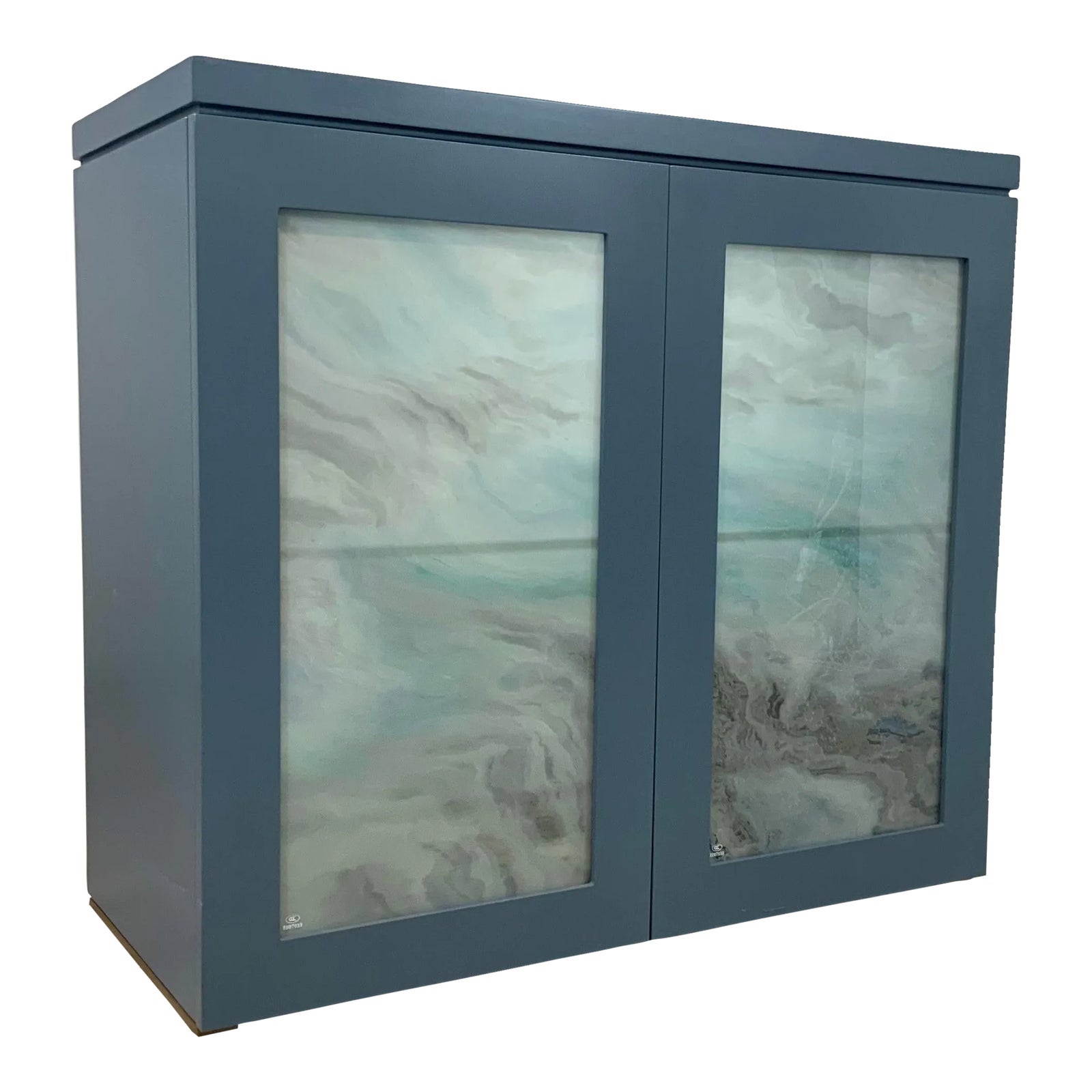 Abstract Modern Reverse Painted Light Up Cabinet | Chairish