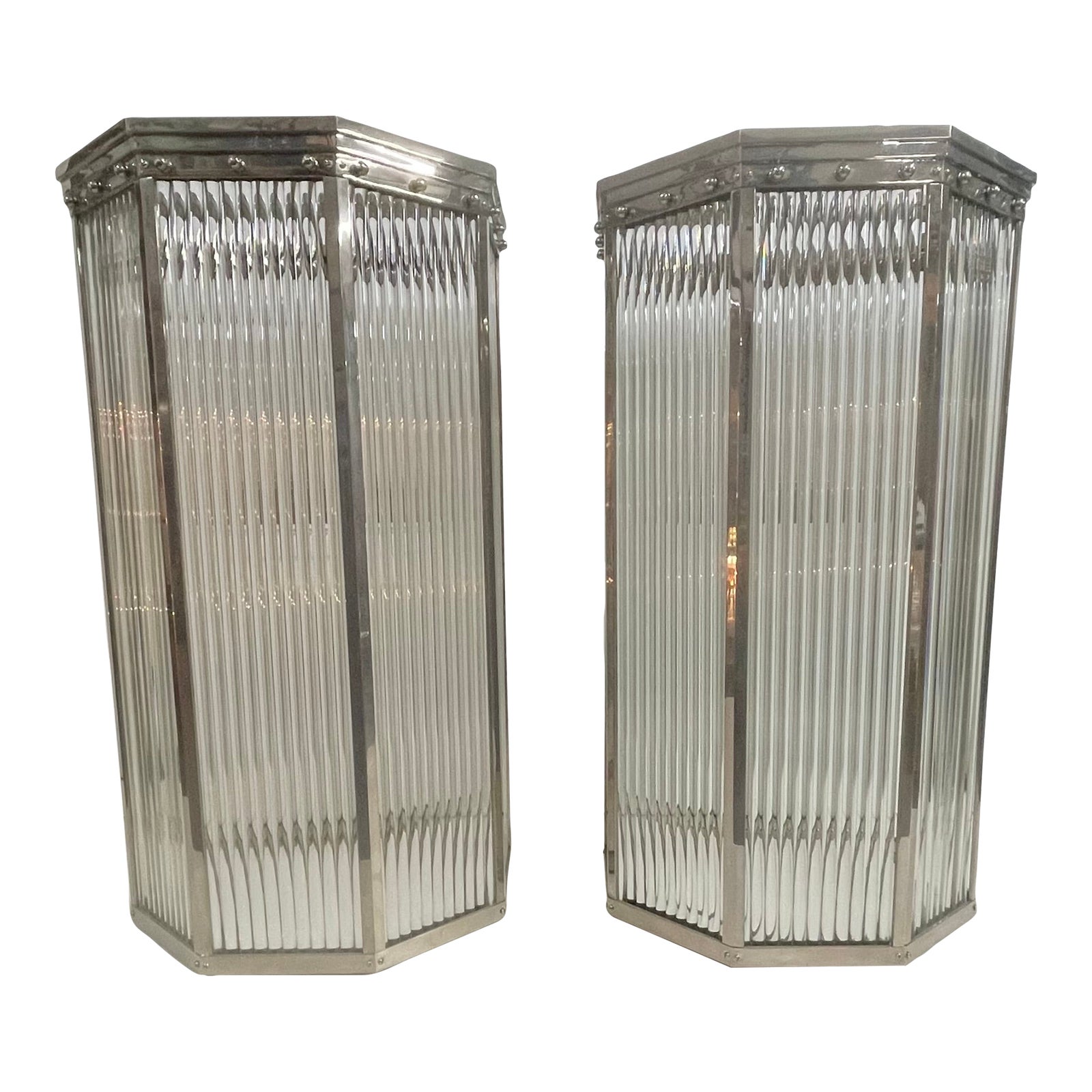 Charles Edward Monumental Gass Tube Hanging Lanterns—A Pair. | Chairish